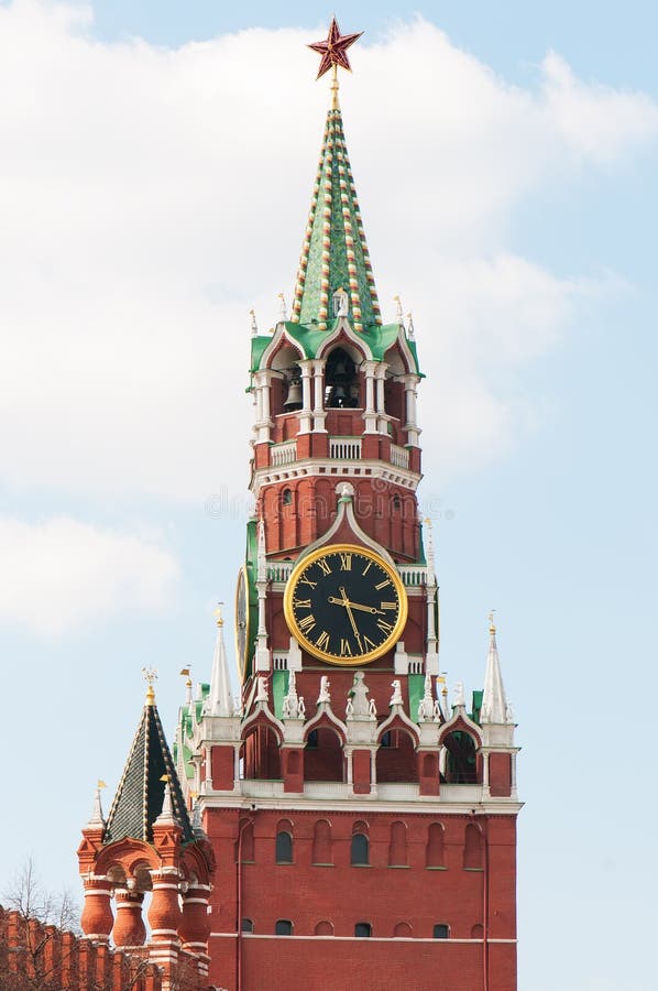 Kremlin s Clock Tower stock photo. Image of construction - 46159238