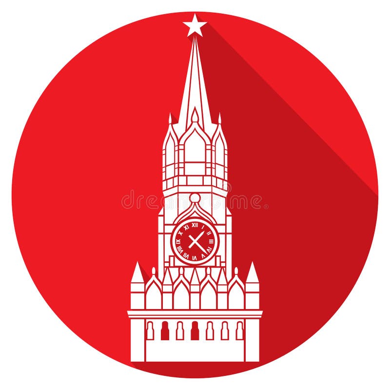 Kremlin Tower with Clock in Moscow Vector Illustration Stock Vector ...