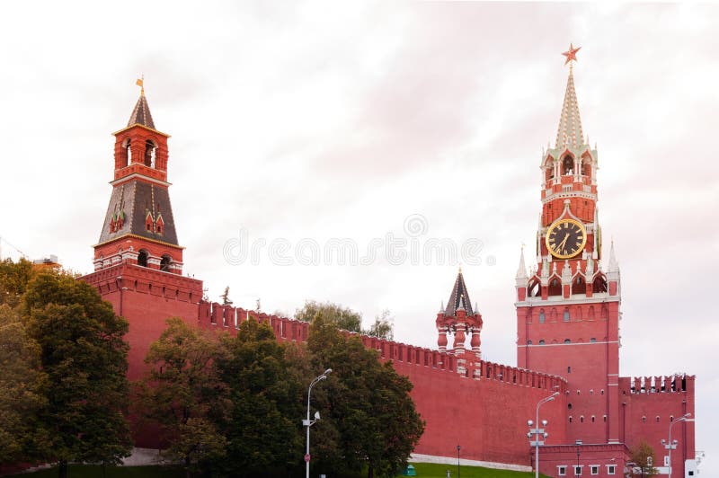 Kremlin wall and towers stock photo. Image of domes, tower - 94915658