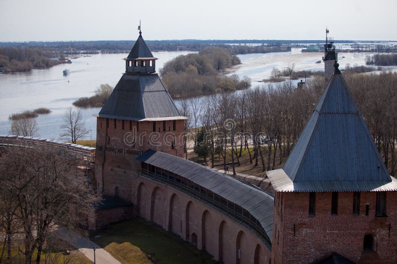 Kremlin Walls in Novgorod the Great, Russia. Top Stock Photo - Image of ...