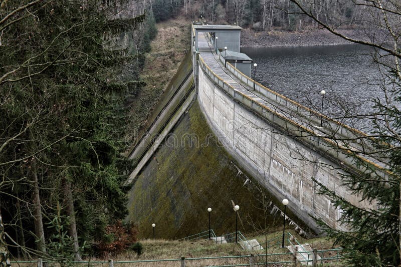Krimov Old Concrete Water Dam Covered by Moss Stock Image - Image of ...