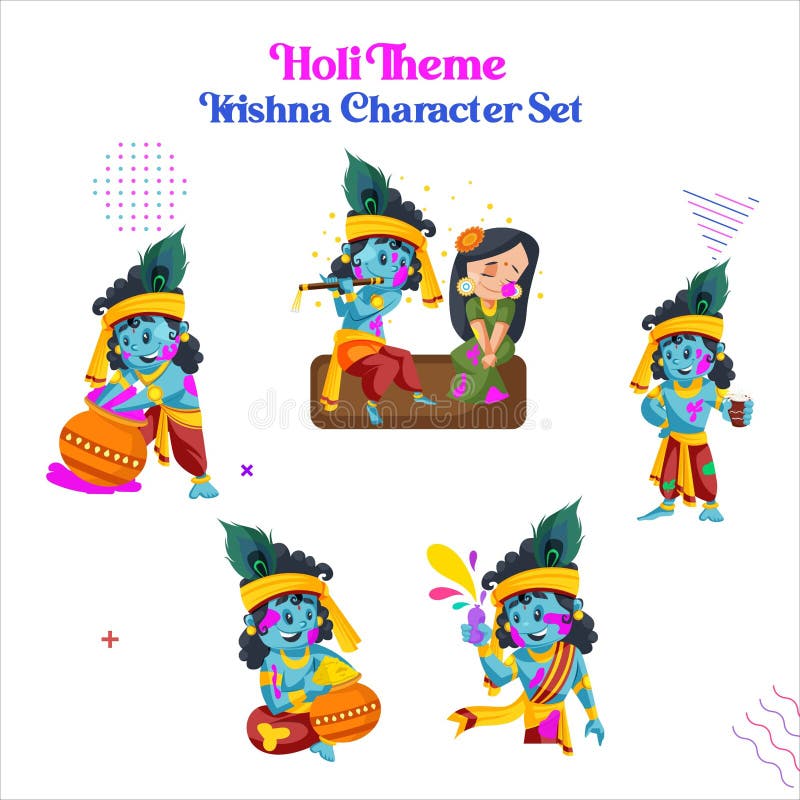 Holi Festival Character Set Illustration Stock Vector - Illustration of ...