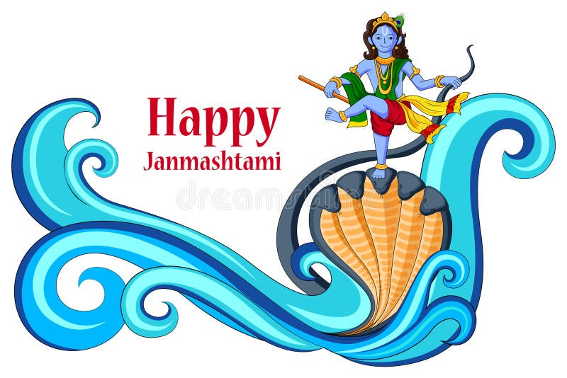Krishna Dancing on Kaliya Snake on Happy Janmashtami Festival ...