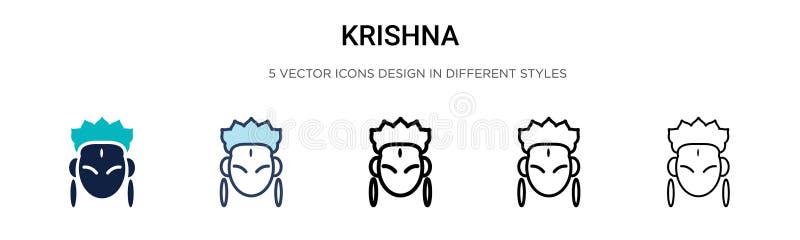 Krishna Icon in Filled, Thin Line, Outline and Stroke Style. Vector ...