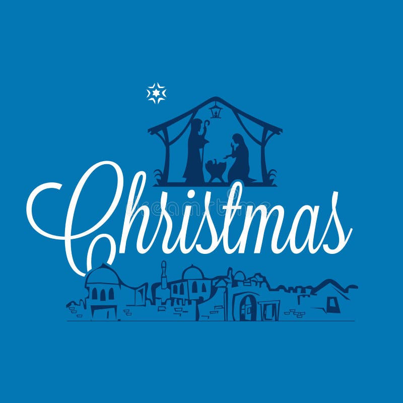 Kristen Illustration Forntida Figurinesjulkrubbaset Glad Jul Vektor ...