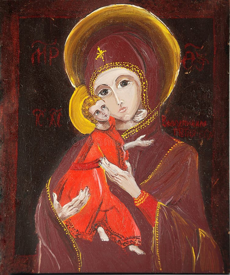 Kristen Symbol Med Framsidan Av Vladimir Mother Av Gudholdien Arkivfoto ...