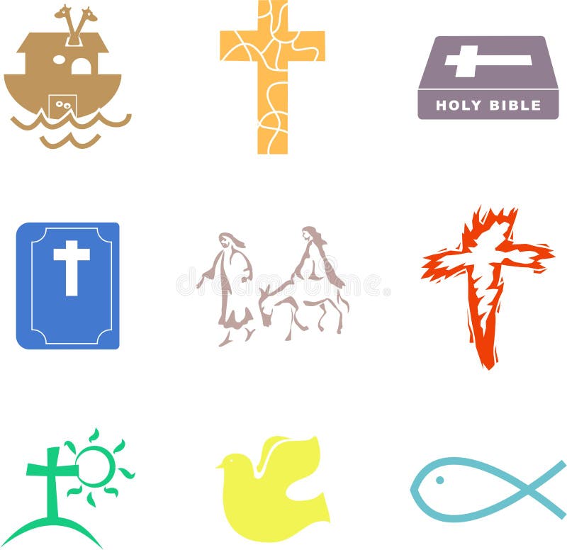 Kristna ikoner stock illustrationer. Illustration av färger - 9451325