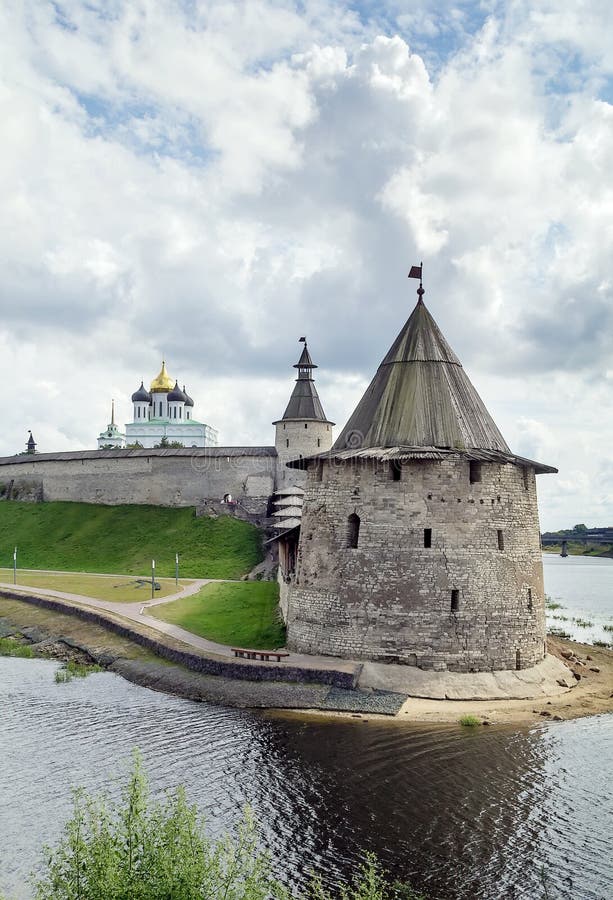 The Krom in Pskov, Russia stock image. Image of fortification - 44383121