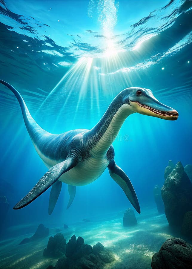 Floating Underwater Kronosaurus Stock Illustration - Illustration of ...