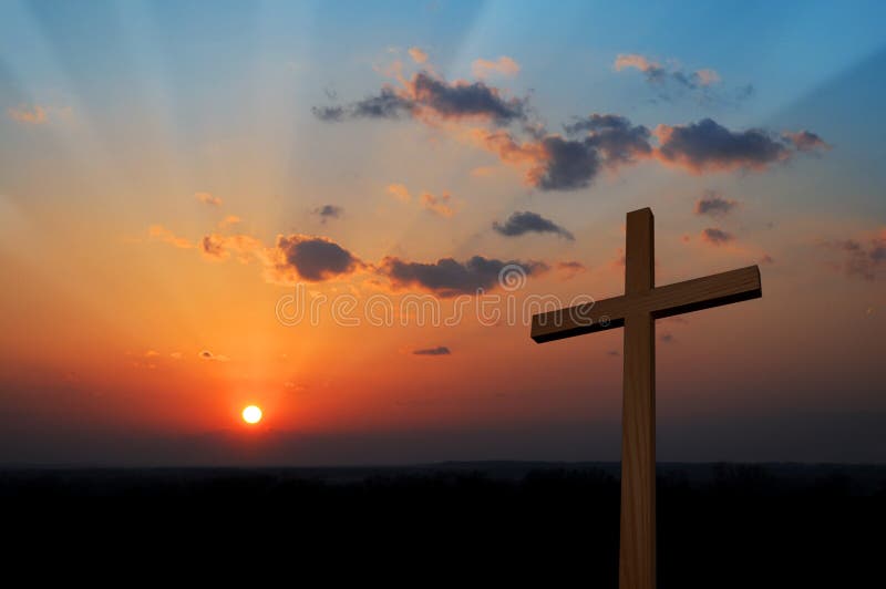 Kruis bij Zonsondergang stock afbeelding. Image of nave - 4297839