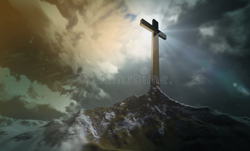 Kruis op de heuvel stock illustratie. Illustration of enkelvoudig ...