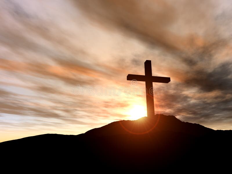 Kruis op de heuvel stock illustratie. Illustration of symbool - 6303057
