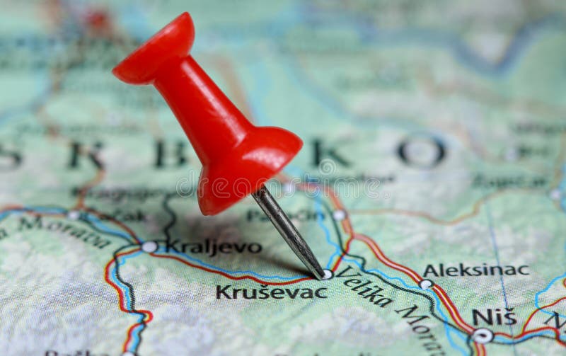 Krusevac, Serbia Pin on Map Stock Photo - Image of paper, business ...