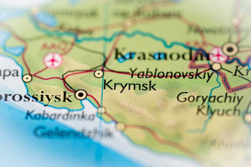 Krymsk, Russia Highlighted on a World Map Stock Photo - Image of world ...