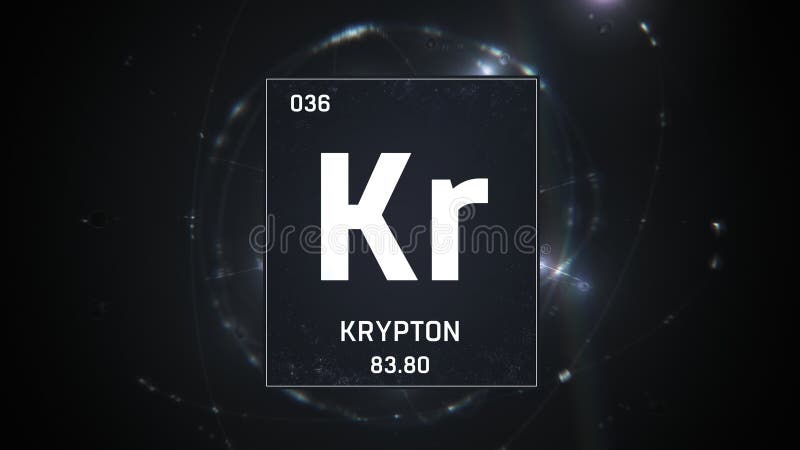 Krypton As Element 36 of the Periodic Table 3D Illustration on Blue ...