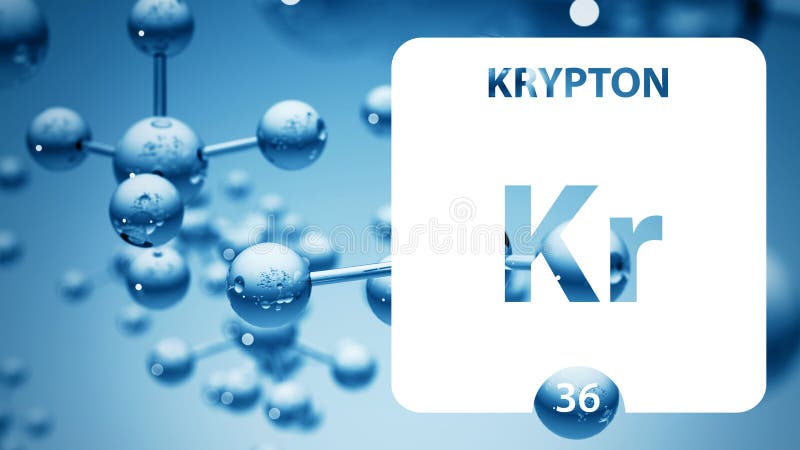 Krypton Kr, Chemical Element Sign. 3D Rendering Isolated on White ...