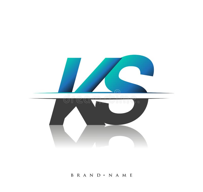 KS Initial Logo Company Name Colored Black and Blue, Simple and Modern ...