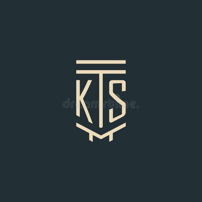 KS Initial Monogram with Simple Line Art Pillar Logo Designs Stock ...