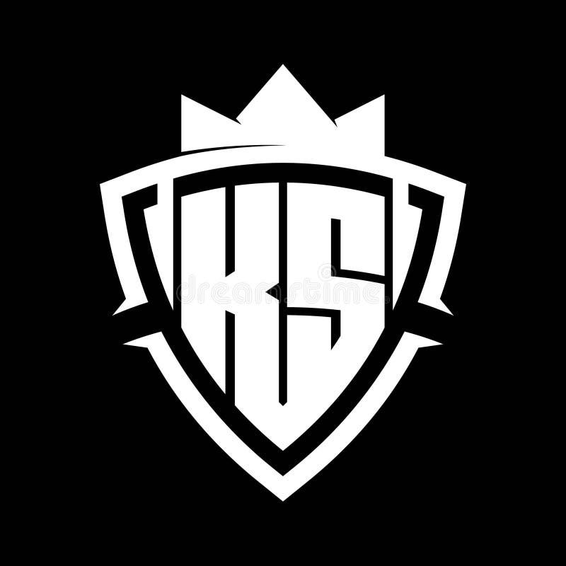 KS Letter Monogram with Triangle Curve Shield Shape with Crown White ...
