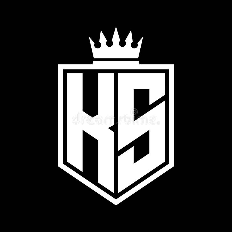 KS Logo Monogram Bold Shield Geometric Shape with Crown Outline Black ...