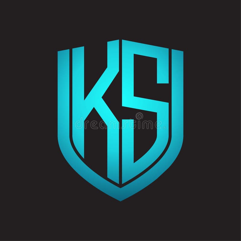 KS Logo Monogram with Emblem Shield Design Isolated with Blue Colors on ...