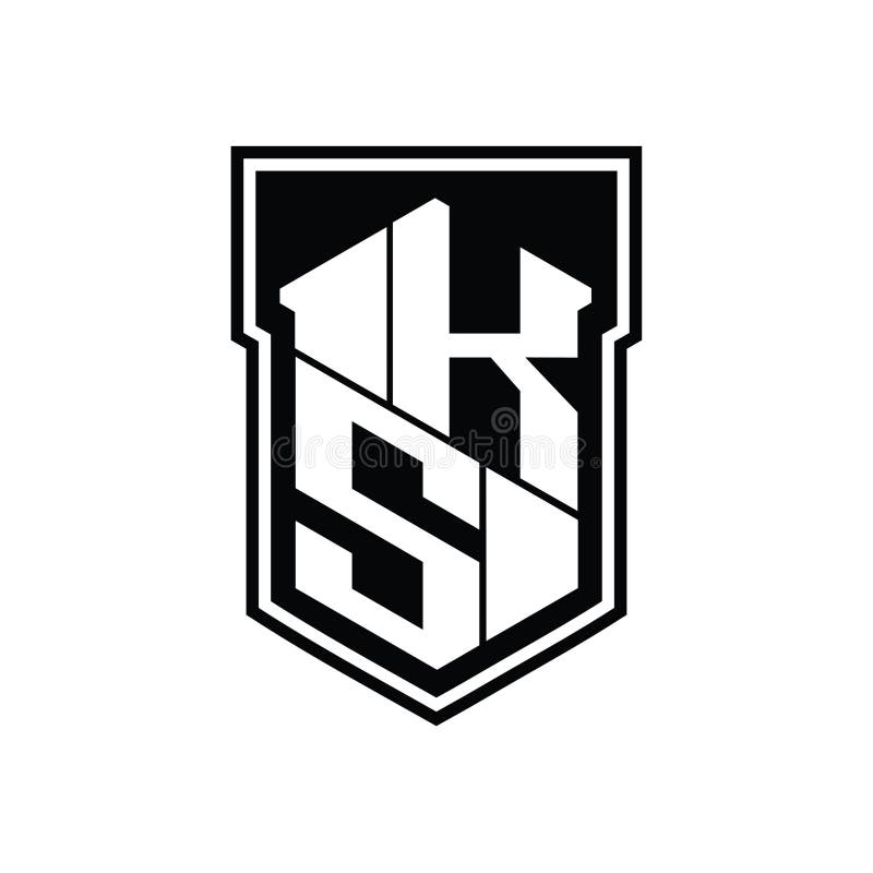 KS Logo Monogram Hexagon Geometric Up and Down Inside Shield Isolated ...