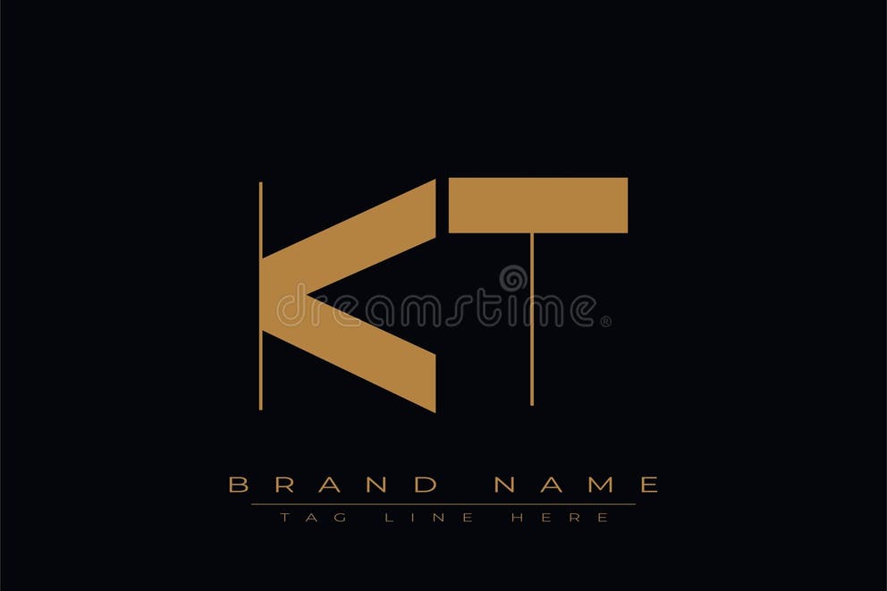 KT Initial Letter Logo Design Stock Vector - Illustration of gold ...