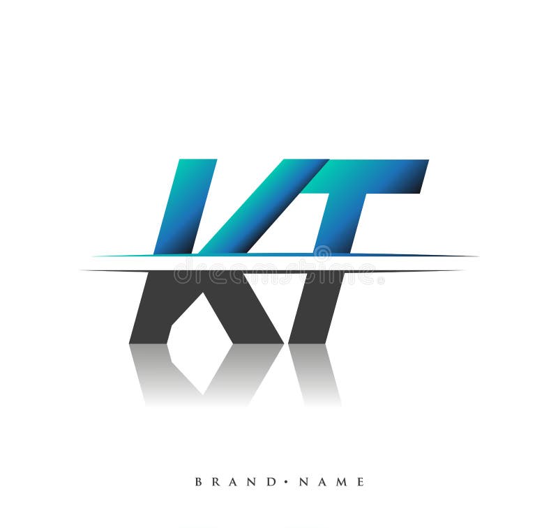 KT Initial Logo Company Name Colored Black and Blue, Simple and Modern ...