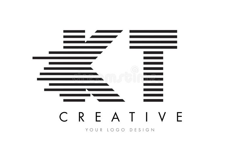 KT K T Zebra Letter Logo Design with Black and White Stripes Stock ...