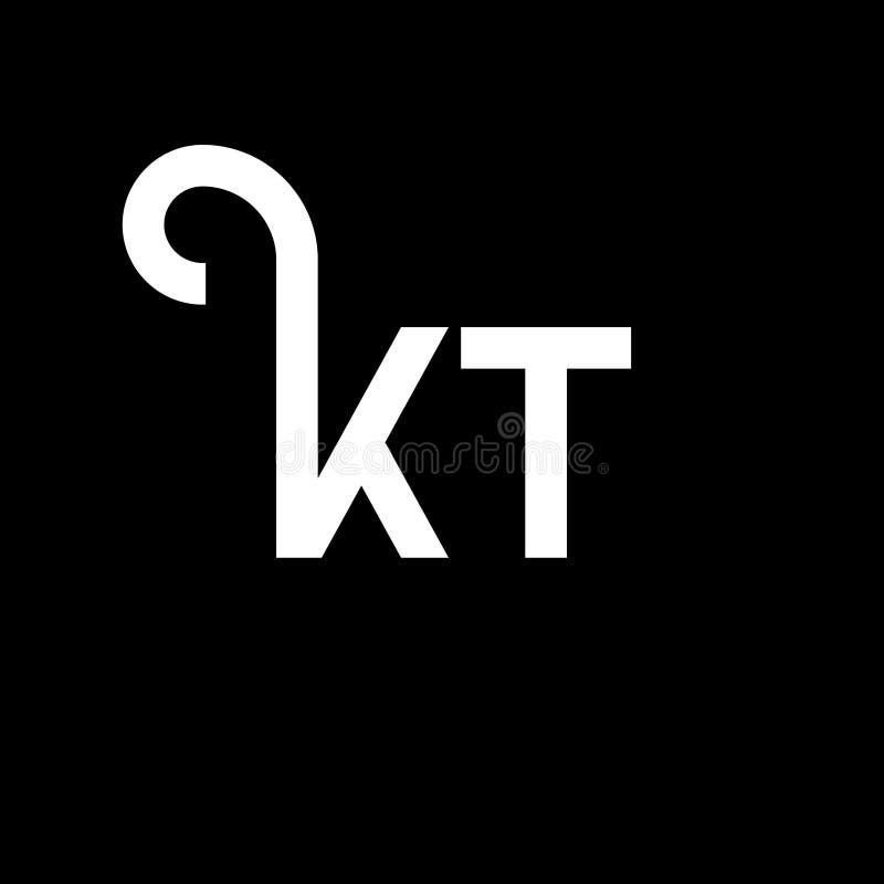 KT Letter Logo Design on Black Background. KT Creative Initials Letter ...