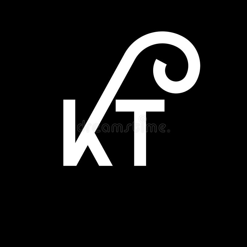 KT Letter Logo Design on Black Background. KT Creative Initials Letter ...