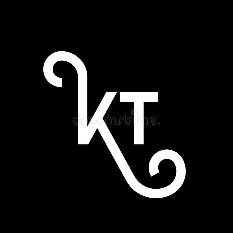 KT Letter Logo Design on Black Background. KT Creative Initials Letter ...