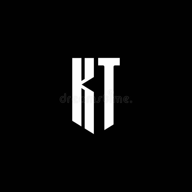 KT Logo Monogram with Emblem Style Isolated on Black Background Stock ...