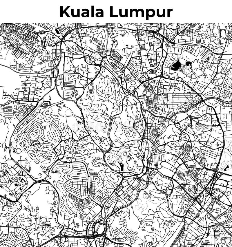Kuala Lumpur City Map, Cartography Map, Street Layout Map Stock Vector ...