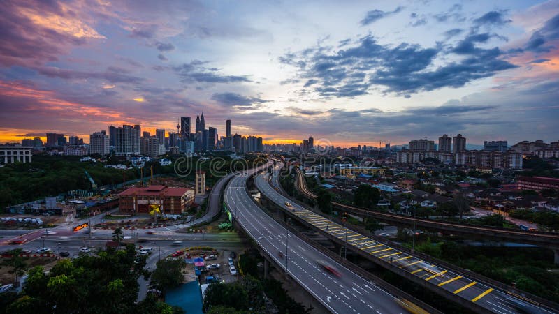 Kuala Lumpur City Skyline during Dramatic Sunset. Stock Image - Image ...