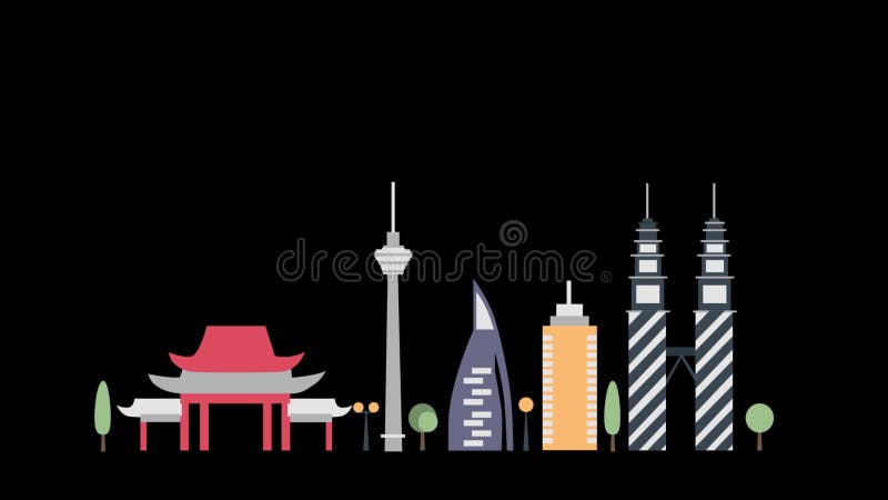 Kuala_Lumpur Landscape in City Animation.4K City Background. Stock ...