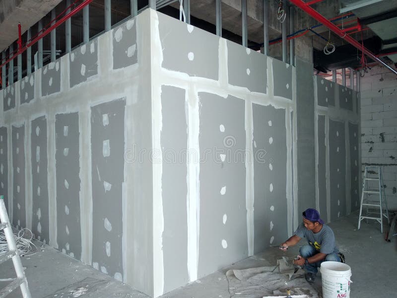 Drywall Installation Work in Progress by Construction Workers at the ...