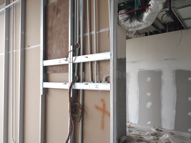 Drywall Installation Work in Progress by Construction Workers at the ...