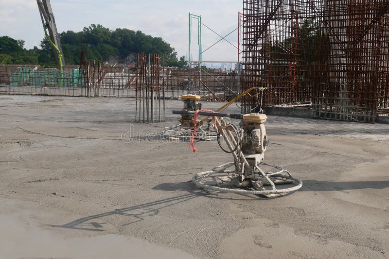 Power Float Works by Construction Workers at the Construction Site ...