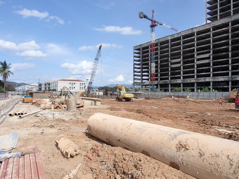 View of Construction Site during Foundation Work Stage. Stock Image ...