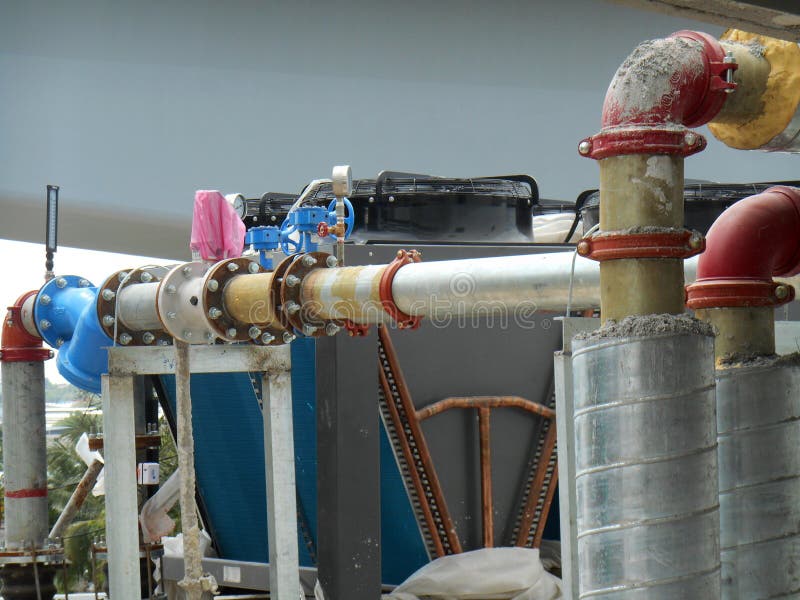 Air-condition Supply and Return Chiller Pipe Installation Work ...