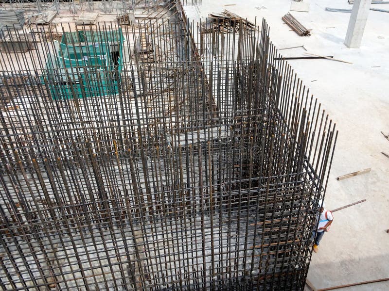 Construction Workers Installing Reinforcement Bar at the Construction ...