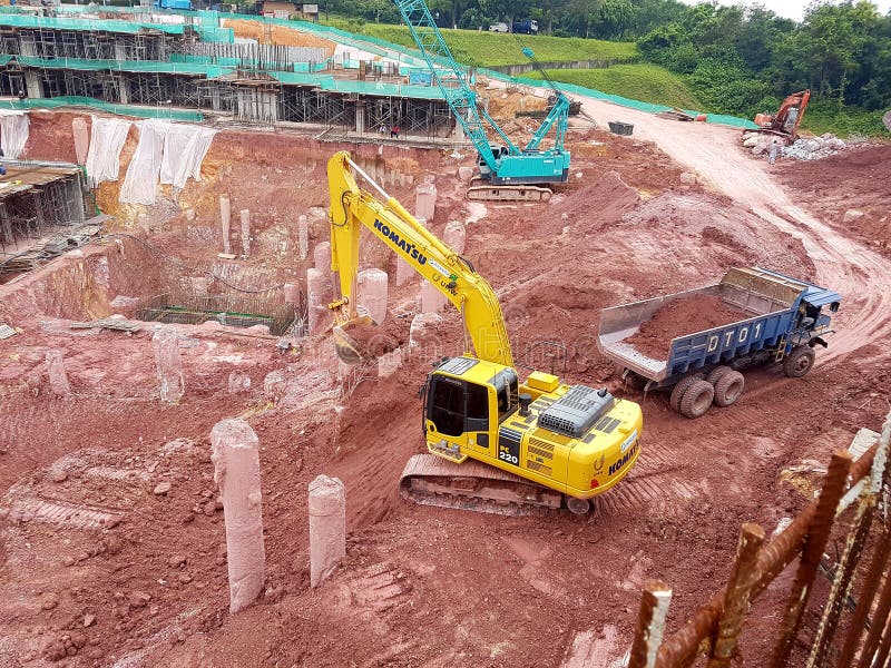 Sub-structure Foundation Works at the Construction Site. Editorial ...