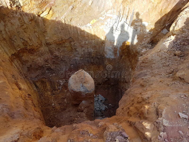 Sub-structure Foundation Works at the Construction Site. Editorial ...