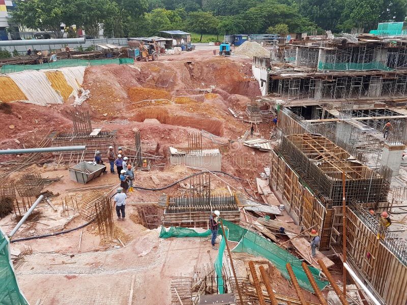 Sub-structure Foundation Works at the Construction Site. Editorial ...