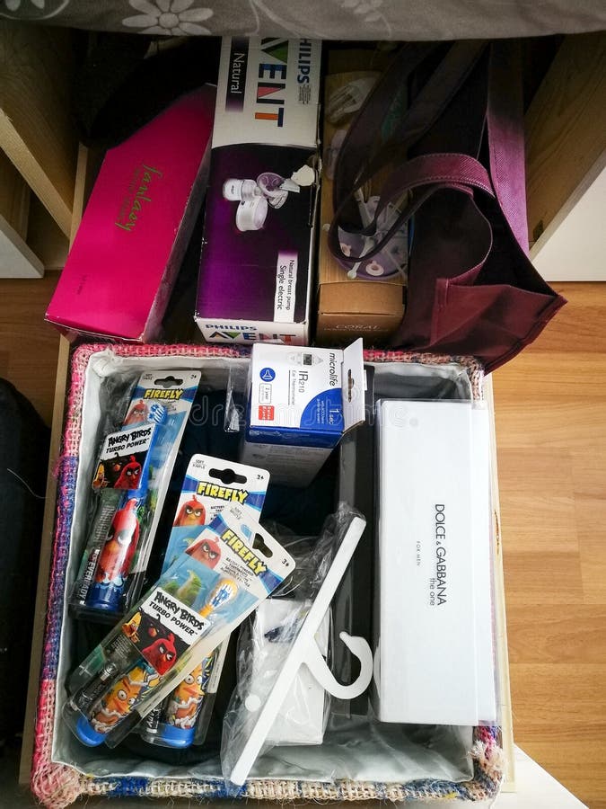 Various Products in Different Brands in a Storage Box Editorial Stock ...