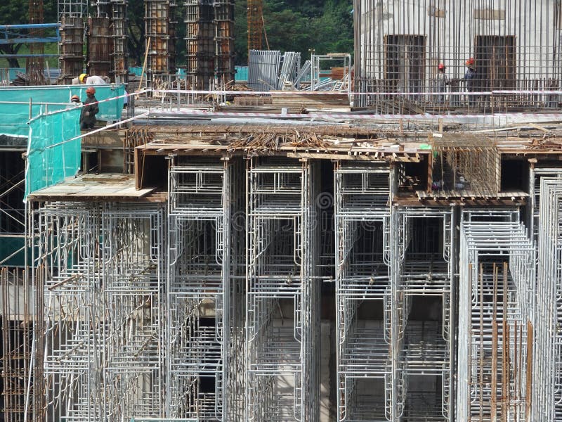 Construction Site during Daytime. Workers Busy with Their Work ...