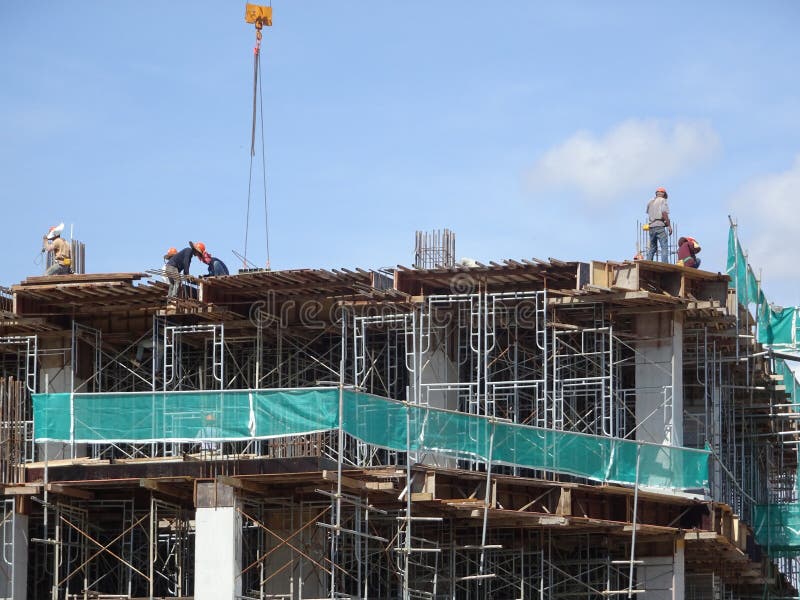 Construction Site during Daytime. Workers Busy with Their Work ...