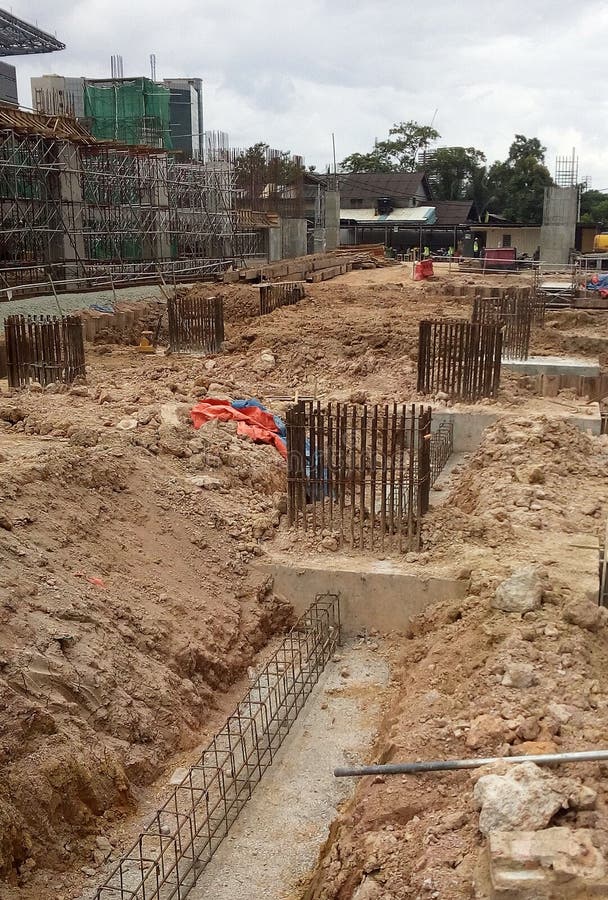 Building Foundation Work at Construction Site. Editorial Image - Image ...