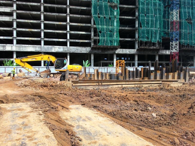 Building Foundation Work at Construction Site. Editorial Stock Image ...